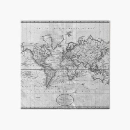 "Black and White World Map (1801)" Art Board Print by BravuraMedia ...