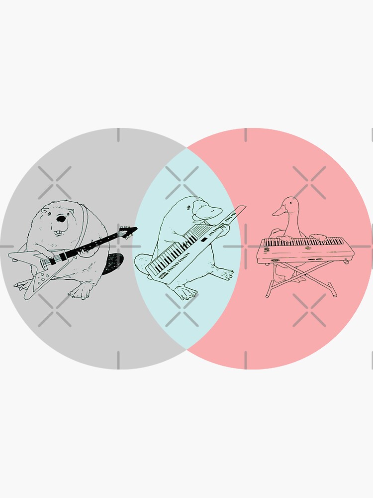"Keytar Platypus Venn Diagram - Gray Blue Pink" Sticker for Sale by ...