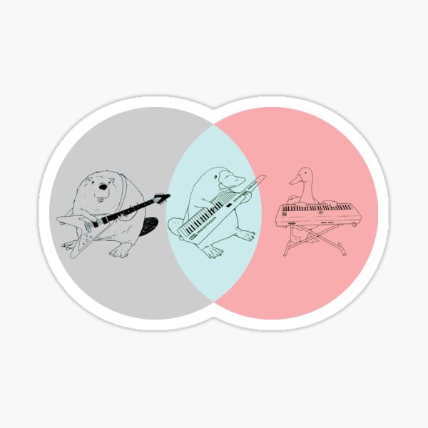 "Keytar Platypus Venn Diagram - Gray Blue Pink" Sticker for Sale by ...
