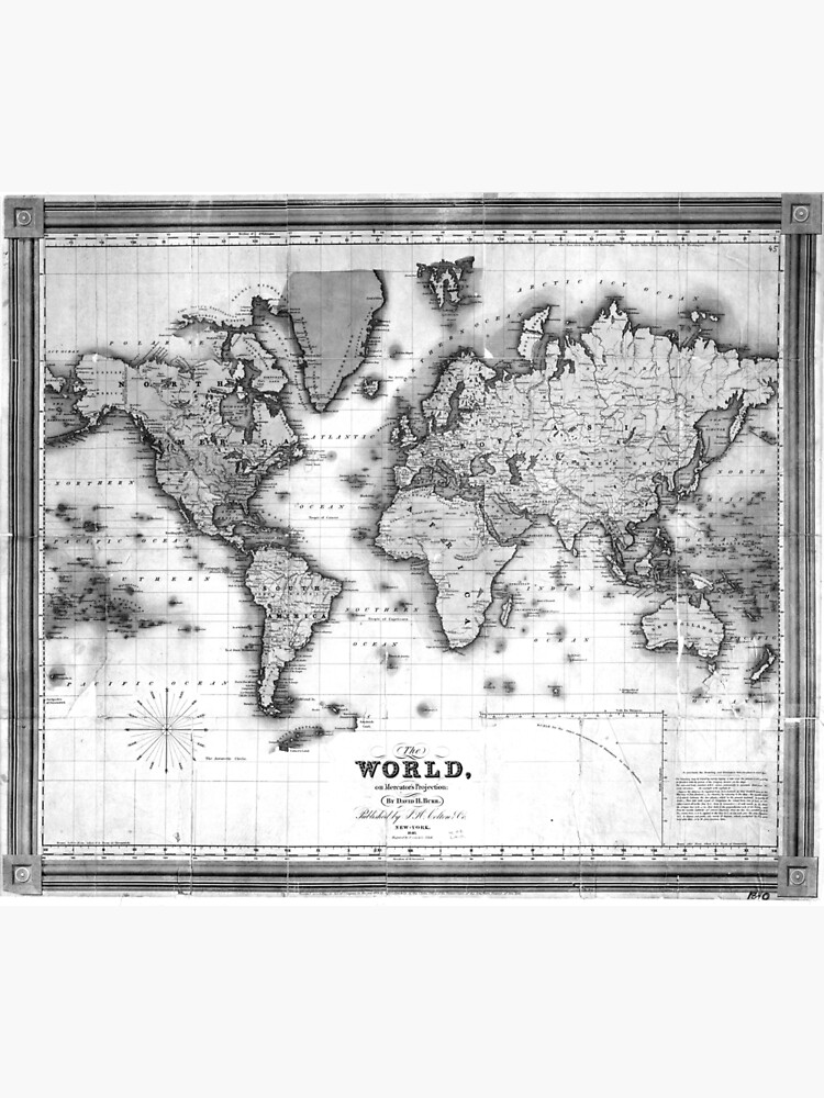 "Black and White World Map (1840)" Poster by BravuraMedia | Redbubble