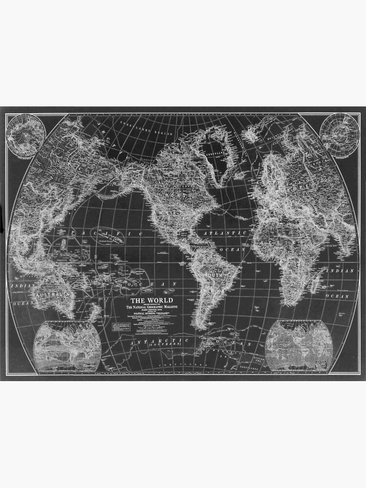 "Black and White World Map (1922) Inverse" Poster by BravuraMedia ...