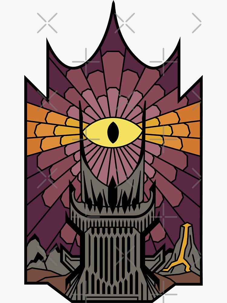 "Tolkien inspired Eye of Sauron Stained Glass Window" Sticker for Sale ...