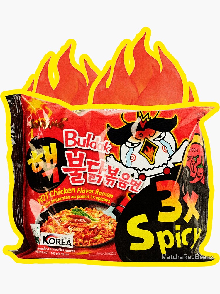 "Buldak 3X HOT CHICKEN SPICY RAMEN" Sticker for Sale by MatchaRedBeanz ...