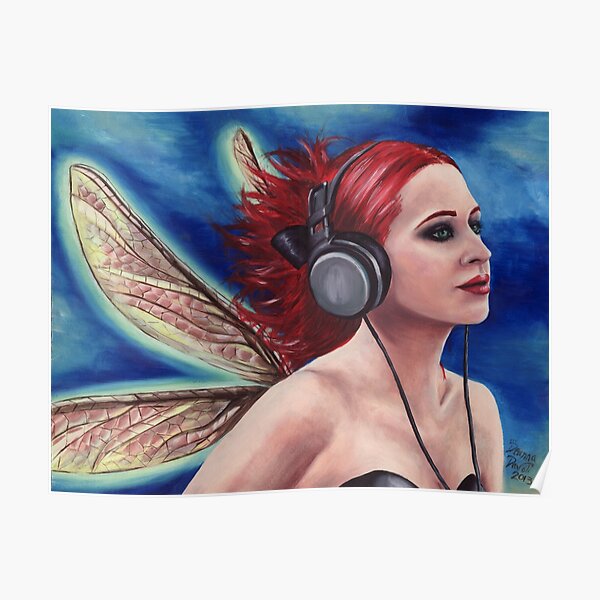 "Headphone Faerie Funky Fairy Red Hair Fairy" Poster for Sale by ...