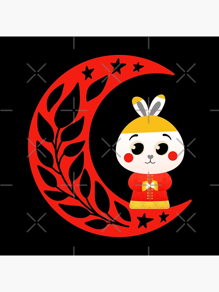 "Year of the Rabbit 2023: Asian bunny in half moon; Chinese rabbit ...