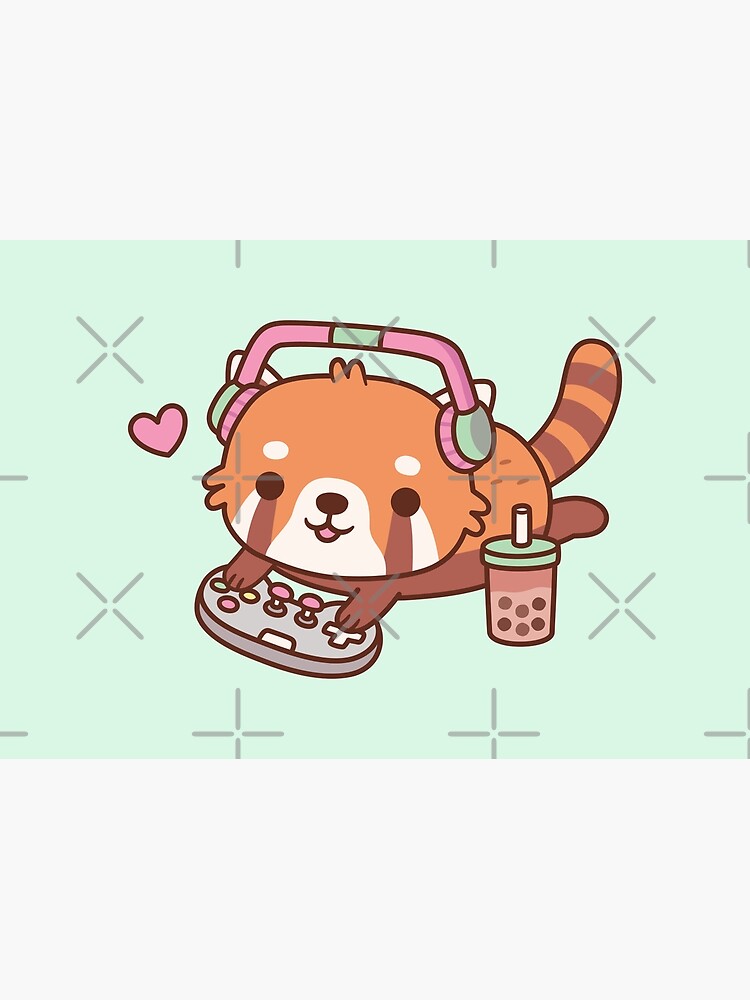 "Cute Red Panda Gamer Chilling With Video Games" Poster for Sale by ...