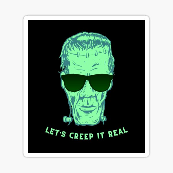 "Let’s Creep it Real Frankenstein Halloween Design" Sticker for Sale by ...