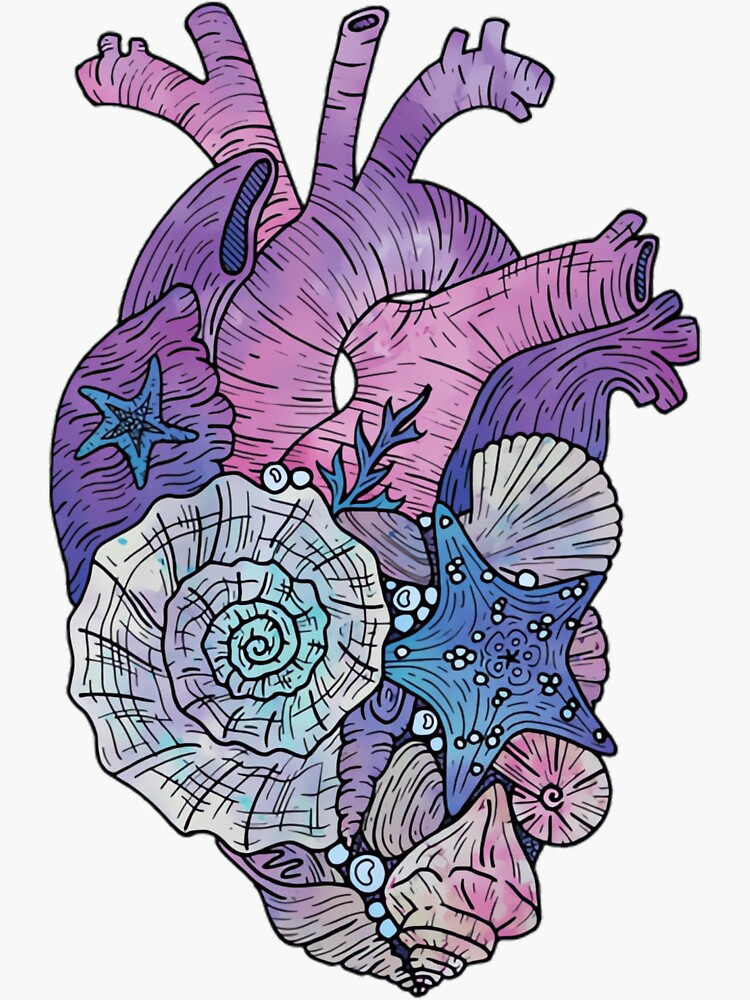 "' Mermaids Heart ' Ocean Inspired Illustration " Sticker for Sale by ...
