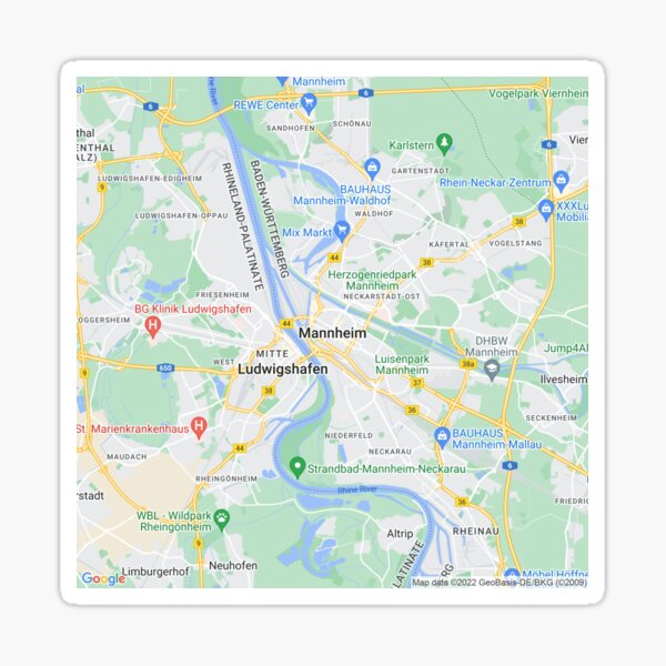 "Mannheim, Germany, Map Carthography" Sticker for Sale by ...