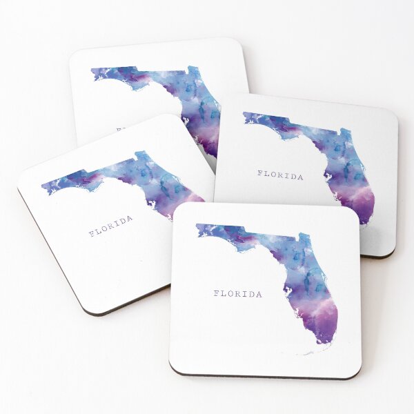 "Florida" Coasters (Set of 4) for Sale by MonnPrint | Redbubble