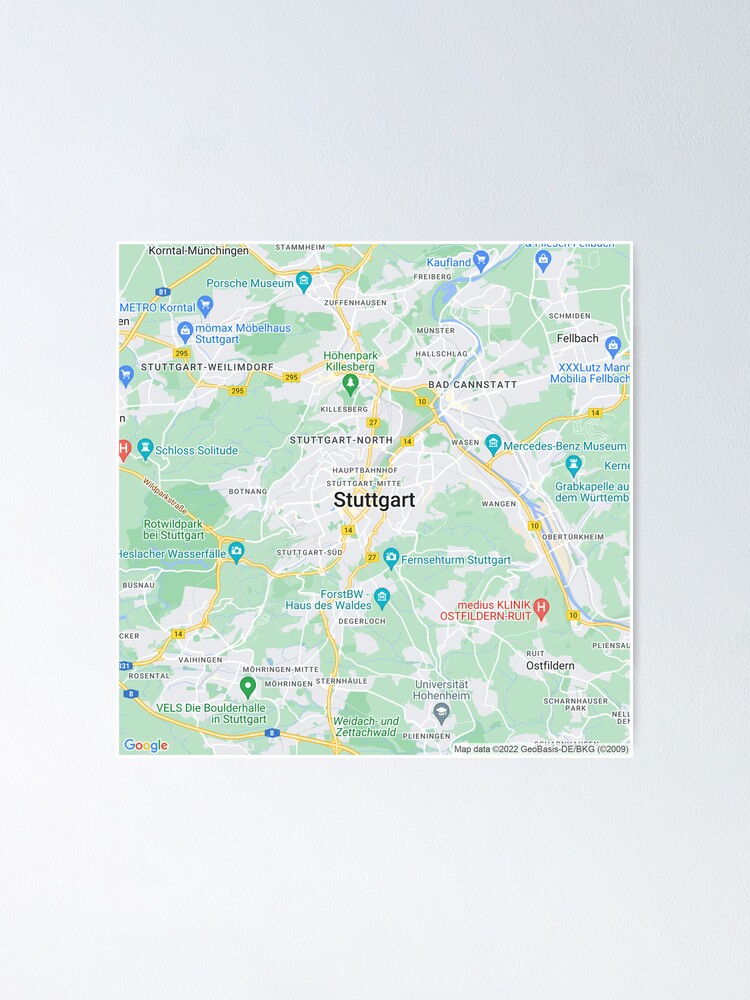 "Stuttgart, Germany, Map Carthography" Poster for Sale by ...