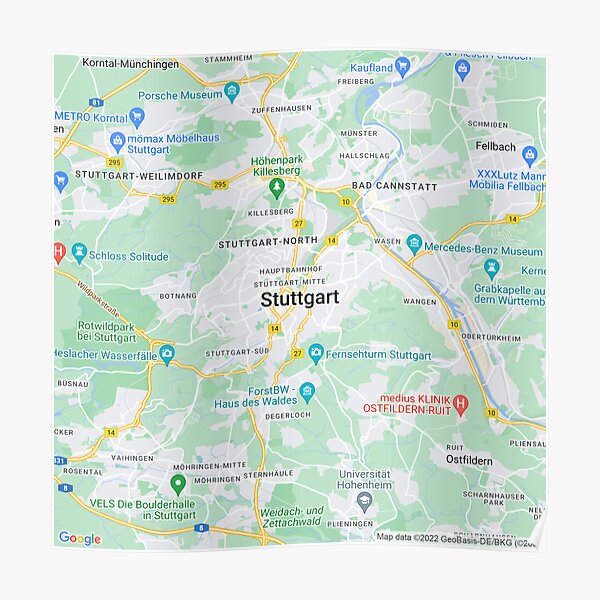 "Stuttgart, Germany, Map Carthography" Poster for Sale by ...