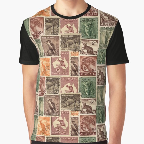 "Vintage Australian Postage Stamps Collection" Graphic T-Shirt for Sale ...