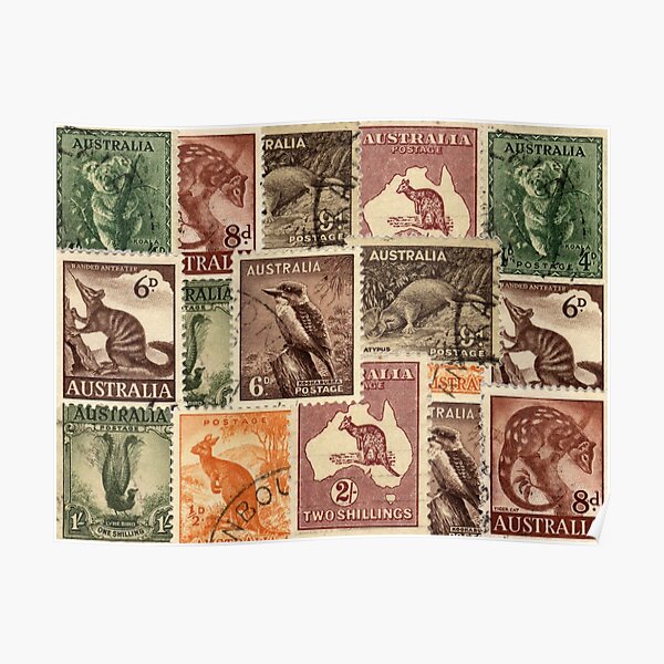 "Vintage australische Briefmarken-Sammlung" Poster von NaturePrints ...