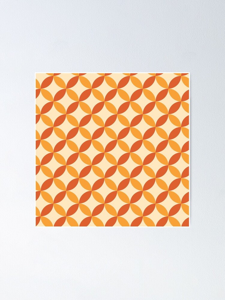 Minimalist Mid Century Modern Geometric Circles Pattern In Orange And