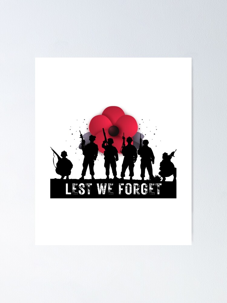 "Remembrance Day-Lest We Forget Poppy Flower Armed Forces Day" Poster ...