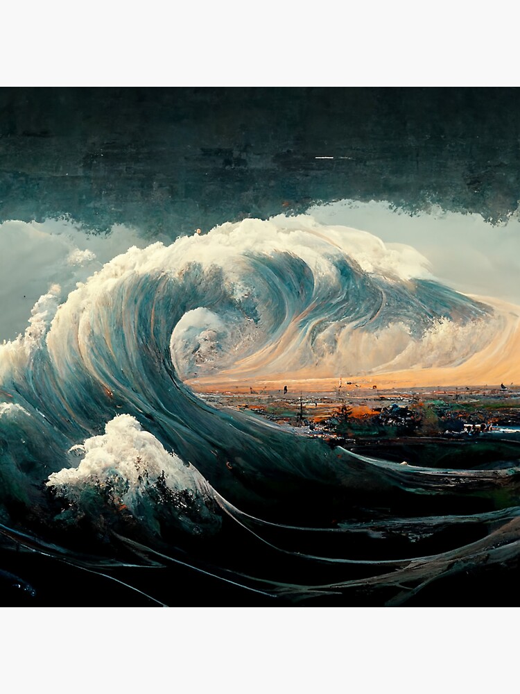 "An original science fiction painting called The Great Wave" Sticker ...