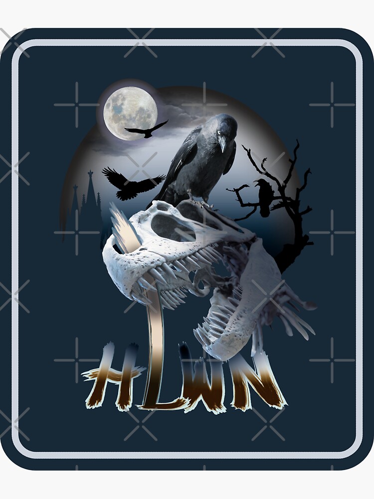 "Halloween Raven Moon Skull Design Art" Sticker for Sale by M-Alchemy ...