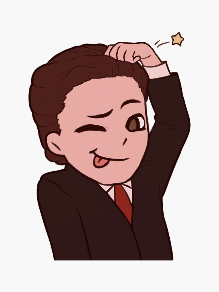 "silly man in suit doing tehepero pose" Sticker for Sale by Ravenerz ...