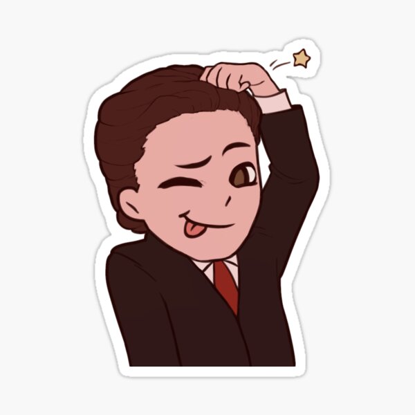 "silly man in suit doing tehepero pose" Sticker for Sale by Ravenerz ...