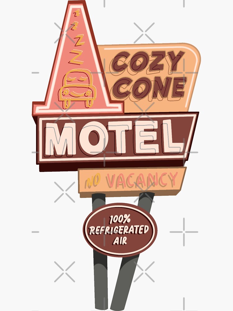 "Cars Cozy Cone Motel" Sticker for Sale by elisanalon | Redbubble