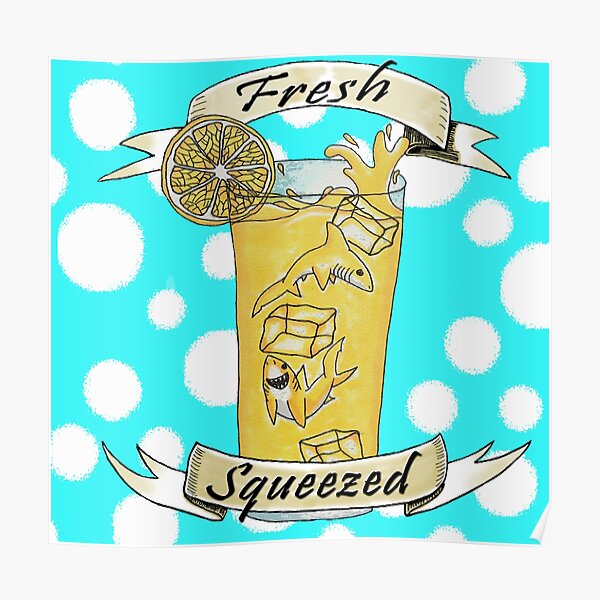 "Polka Dotted Fresh Squeezed Lemonade Sharks" Poster by scienceshark12 ...
