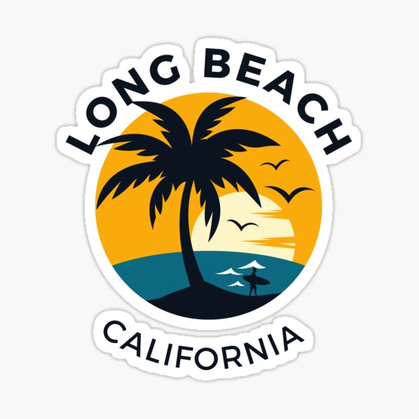 "Long beach california retro T-Shirt" Sticker for Sale by Pukpop ...
