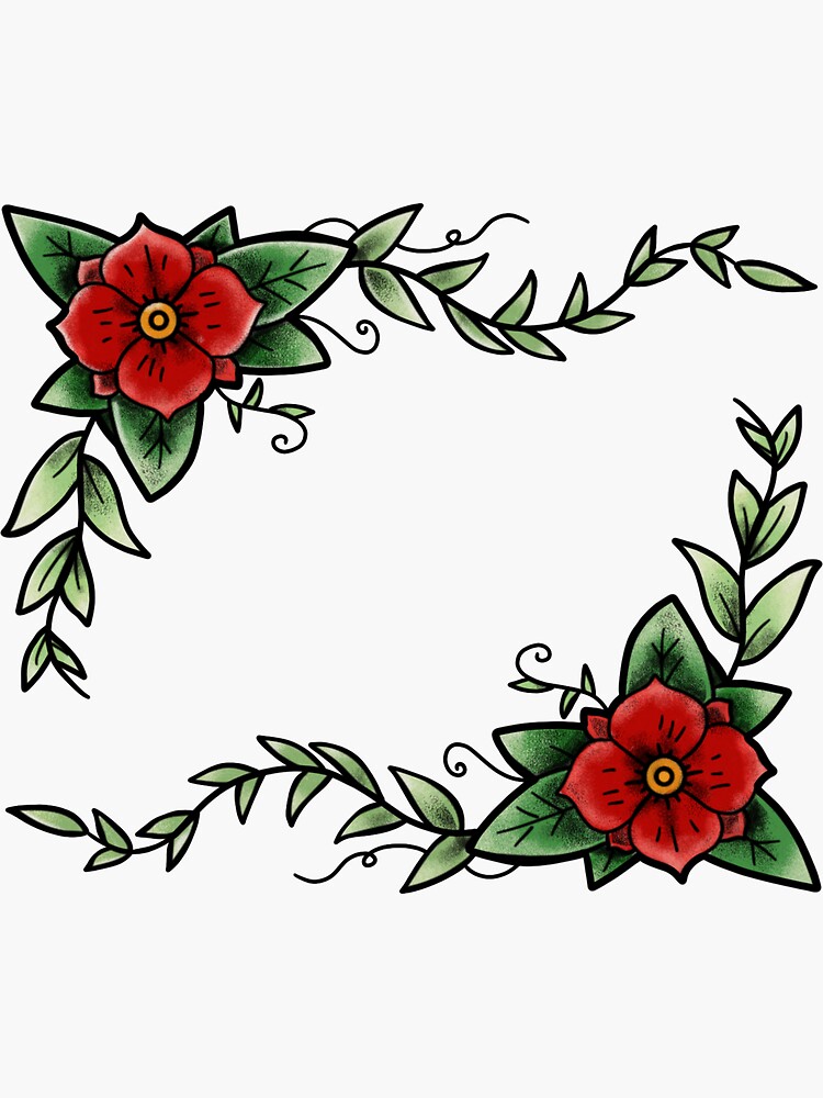 "Matching corner flowers" Sticker for Sale by n0ctem | Redbubble