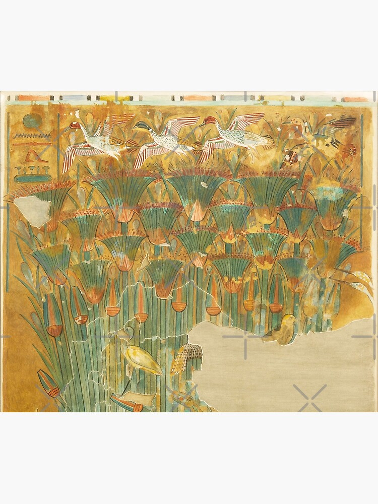 "Papyrus Marsh. Ancient Egyptian wall painting." Throw Blanket by ...