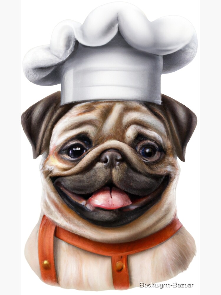 "Chef Pug is gonna make-a-you a nice-ah pug-sketti! Illustrated pug dog ...
