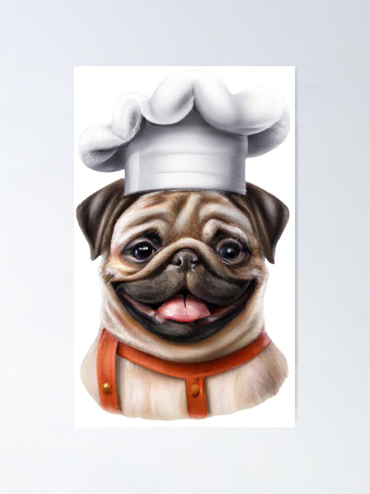 "Chef Pug is gonna make-a-you a nice-ah pug-sketti! Illustrated pug dog ...