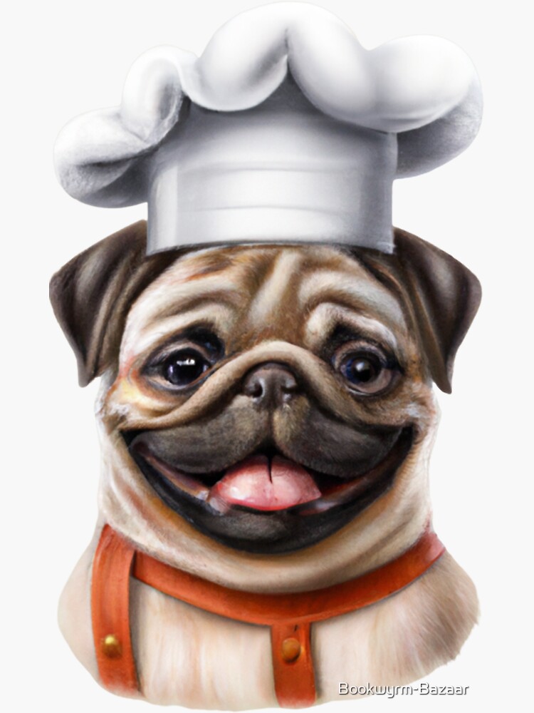 "Chef Pug is gonna make-a-you a nice-ah pug-sketti! Illustrated pug dog ...