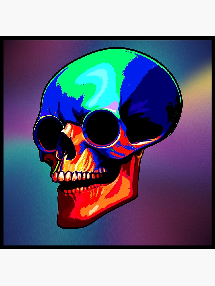 "Psycho rainbow Skull Vintage Skeleton Bones Illustration Artwork ...
