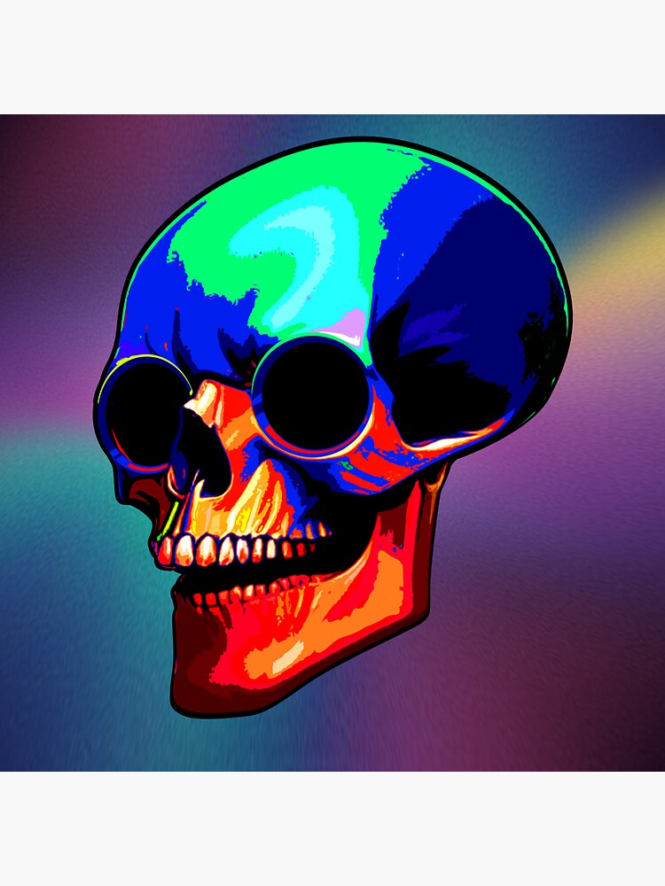 "Psycho rainbow Skull Vintage Skeleton Bones Illustration Artwork ...