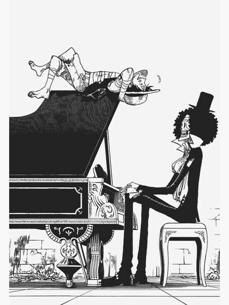 "Brook playing piano to Luffy" Sticker for Sale by animervd1 | Redbubble