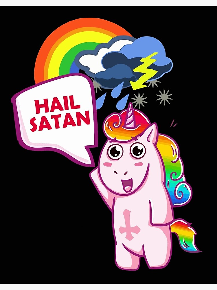 "Unicorn Hail Satan Death Metal Rainbow" Poster by tramdacruc | Redbubble