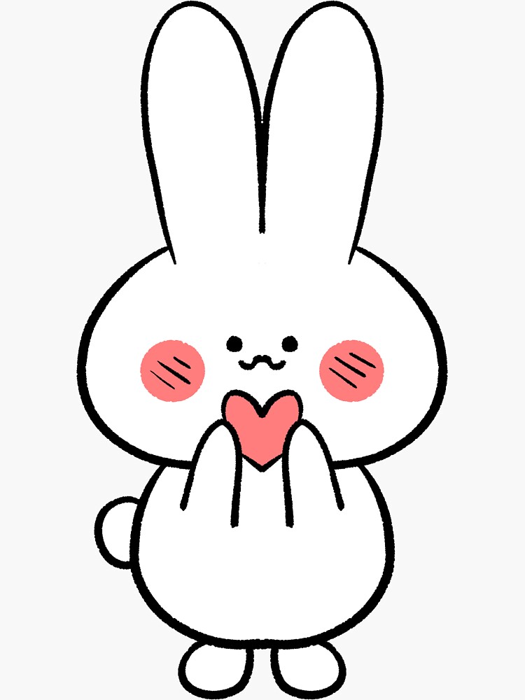 "Cute White Blushing Bunny" Sticker for Sale by Schmip | Redbubble