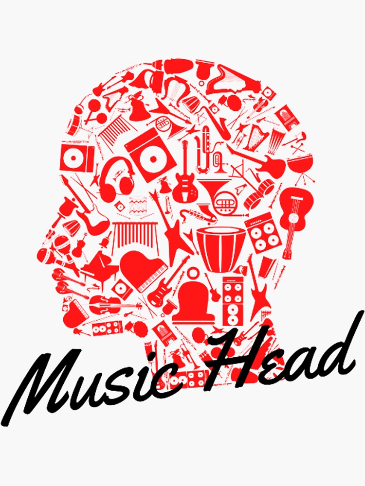 "MUSIC HEAD" Sticker for Sale by TolgaOkanAydin | Redbubble