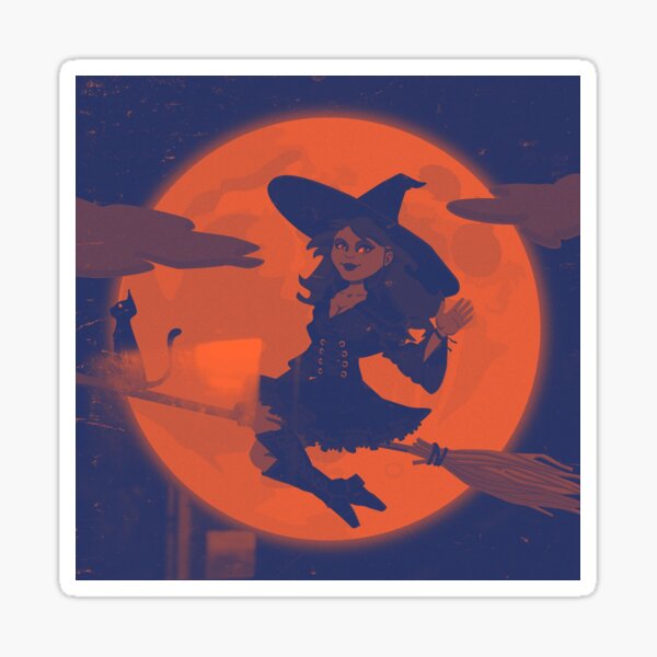 "Witch On A Broom" Sticker for Sale by SageElixir | Redbubble