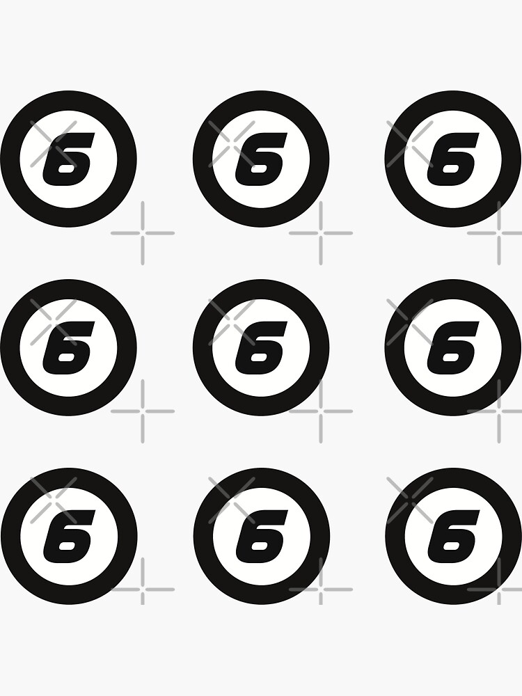 "number 6 in black and white circle pack" Sticker for Sale by ...