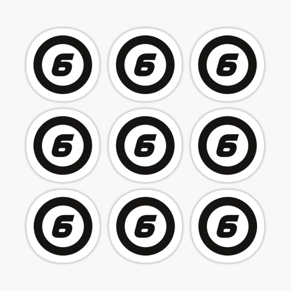 "number 6 in black and white circle pack" Sticker for Sale by ...