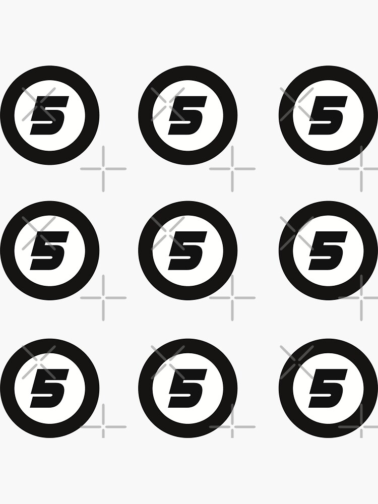 " number 5 in black and white circle pack" Sticker for Sale by ...