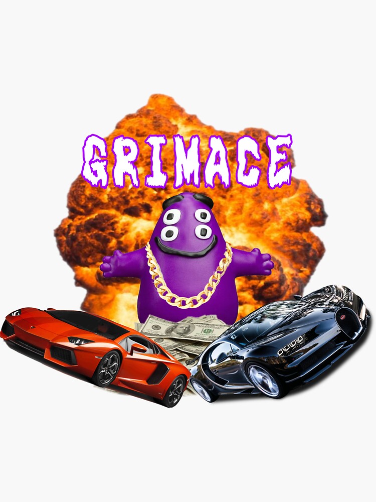 "Here comes Grimace" Sticker for Sale by Rizzledorp | Redbubble