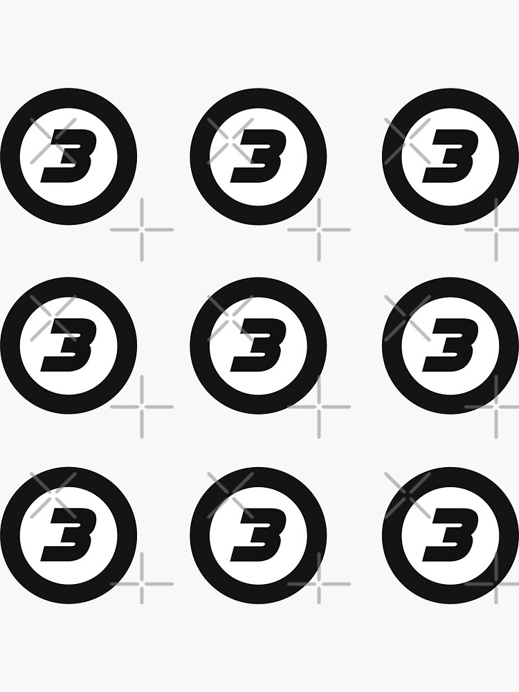 "number 3 in black and white circle pack" Sticker for Sale by ...