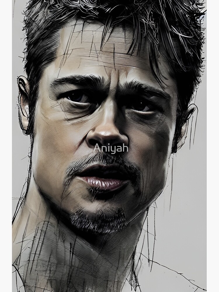 "Fight Club Brad Pitt painting - Ink Drawing Digital Art fight club ...