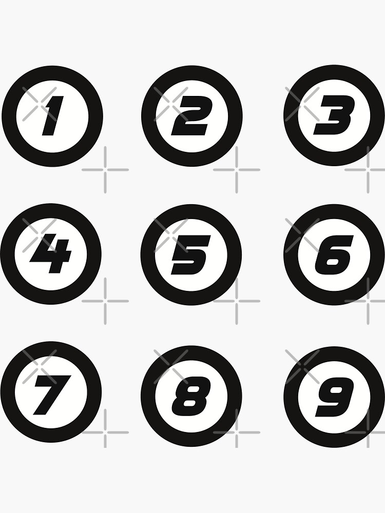 Pegatina « números del 1 al 9 en paquete circular blanco y negro» de ...