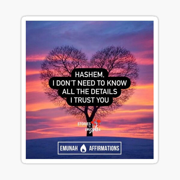 "Hashem I don't need to know all the details I trust you. Believe in ...