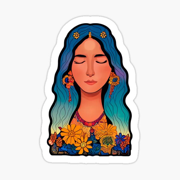 "meditating girl with blue hair" Sticker for Sale by kosmicwoman ...