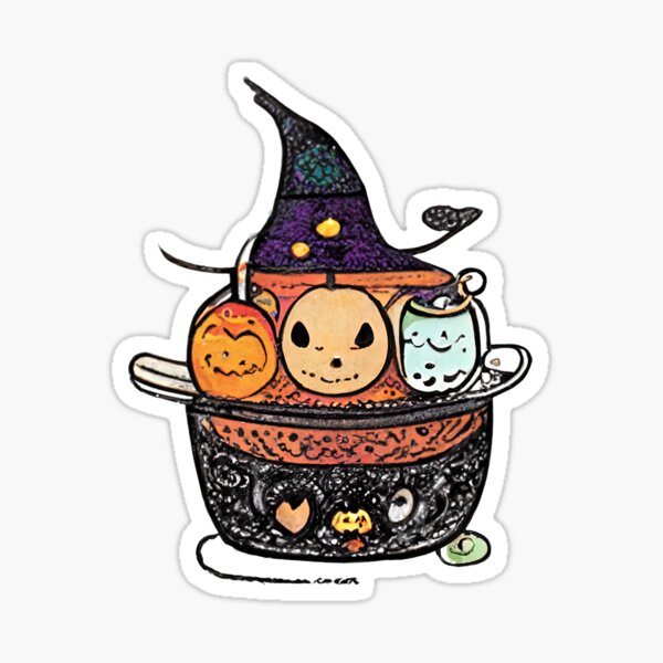 "Cute halloween witch" Sticker for Sale by Chillapy | Redbubble