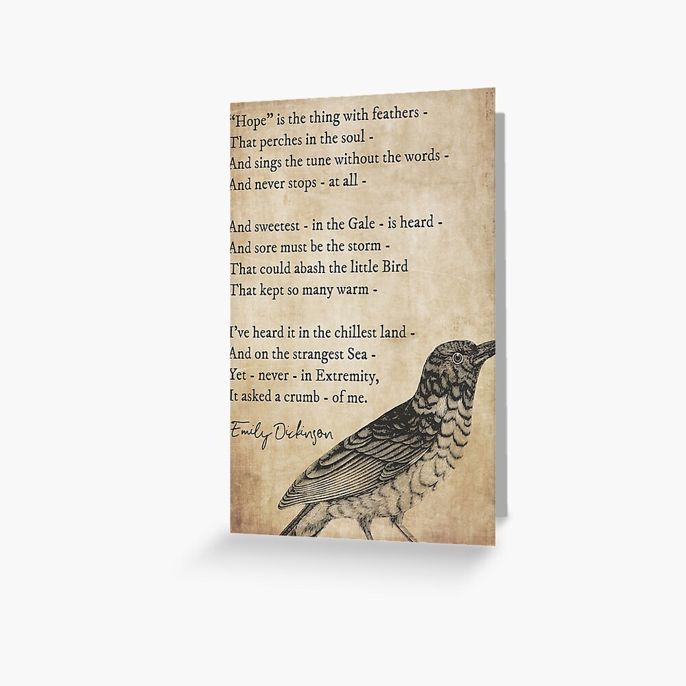 "'Hope is the thing with feathers' Emily Dickinson Inspirational Poem ...